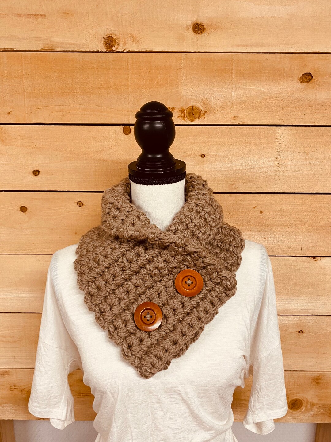 Taupe Button Scarf - Etsy