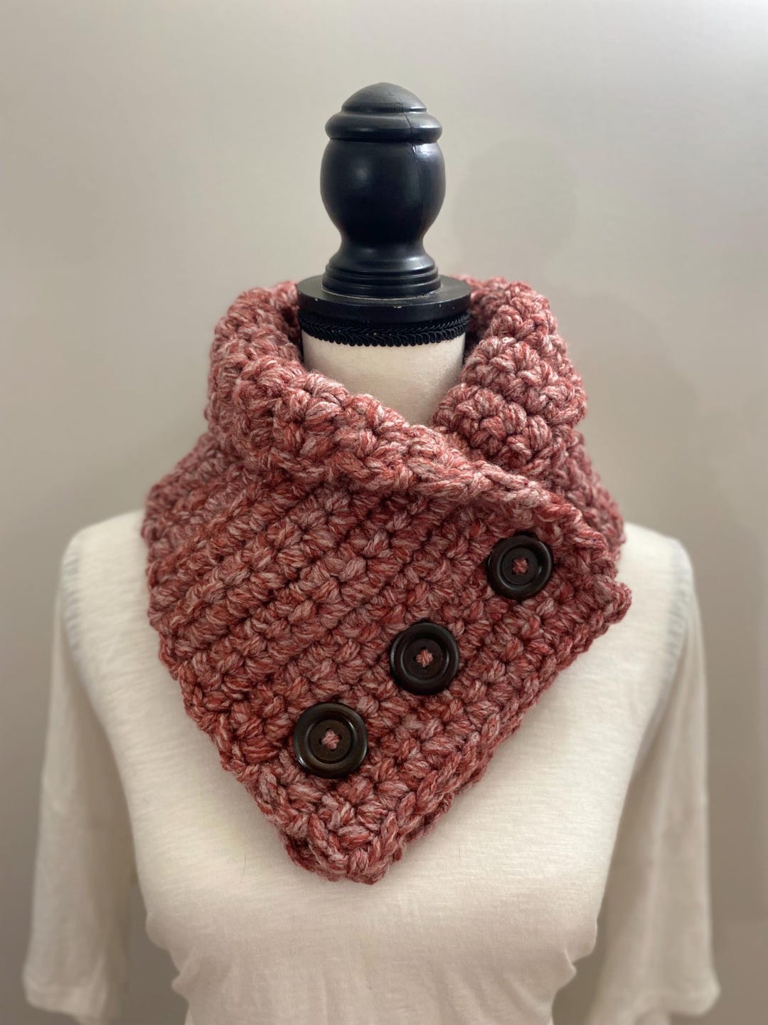 Burgundy Heather Button Scarf - Etsy