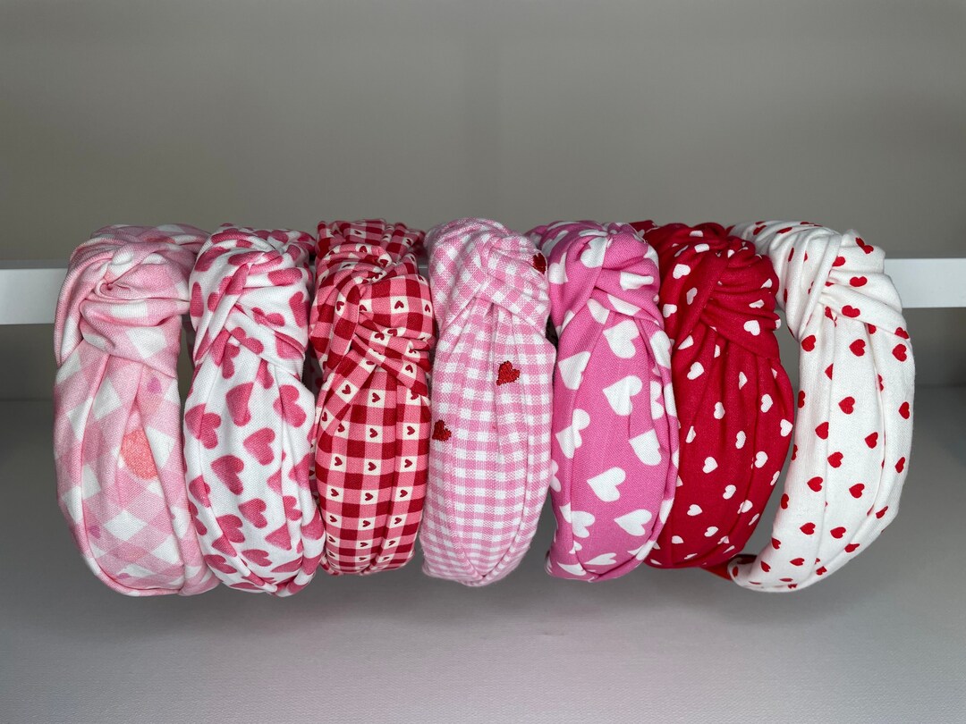 Hearts and Valentines Print Cotton Headbands for Women and Children ...