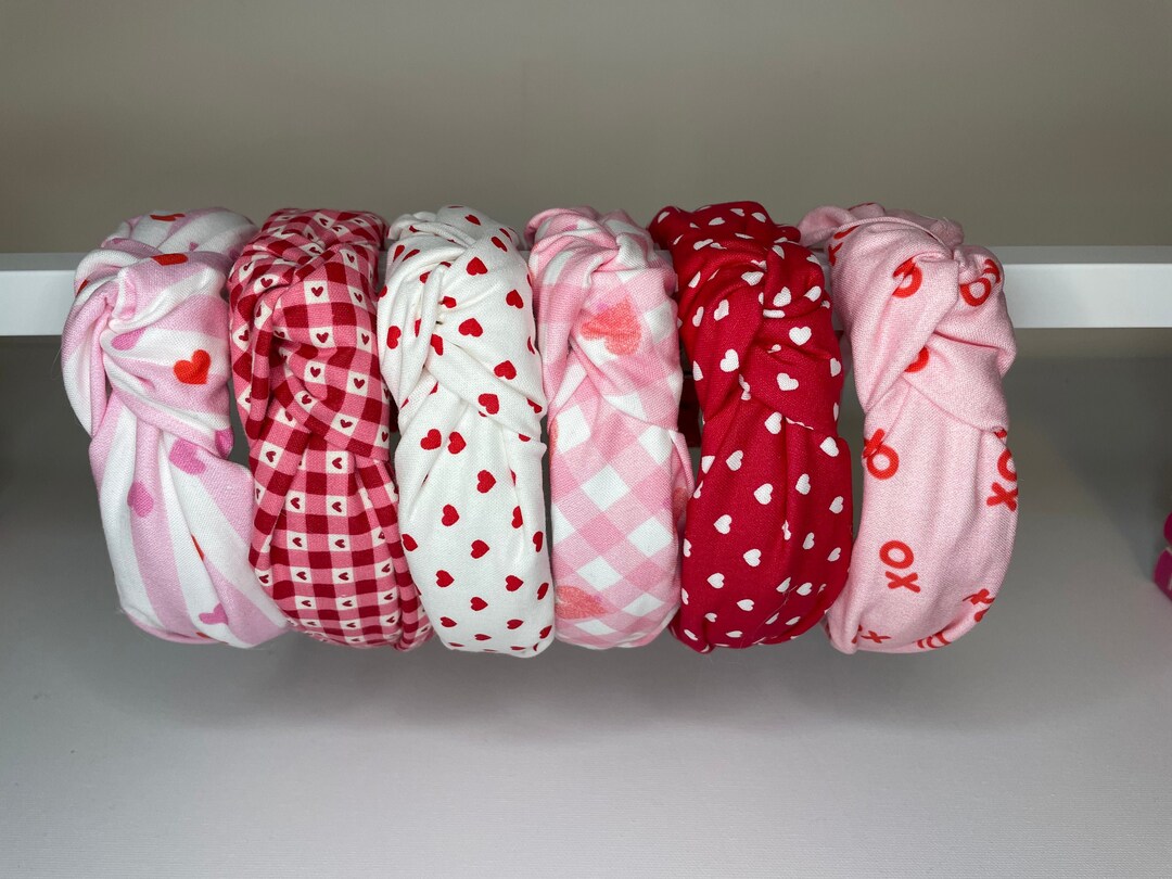 Hearts and Valentines Print Cotton Headbands for Women and - Etsy