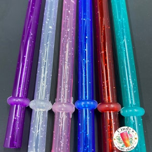 Reusable Sparkle Glitter Hard Plastic Drinking Straw Twinkle Pastel ...