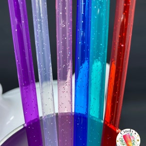 Reusable Sparkle Glitter Hard Plastic Drinking Straw Twinkle Pastel ...