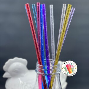 Reusable Sparkle Glitter Hard Plastic Drinking Straw Twinkle Pastel ...