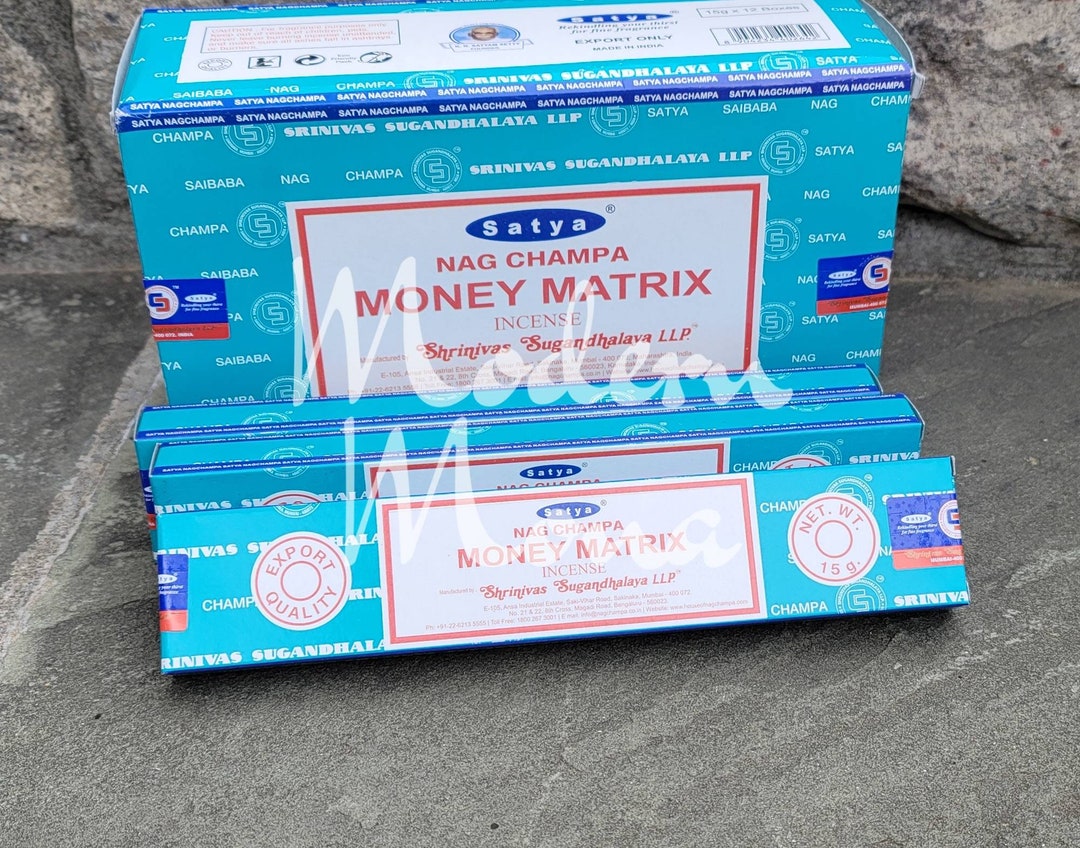 Satya Money Matrix Nag Champa - Incienso Original Aqua Box (Caja de 15 ...