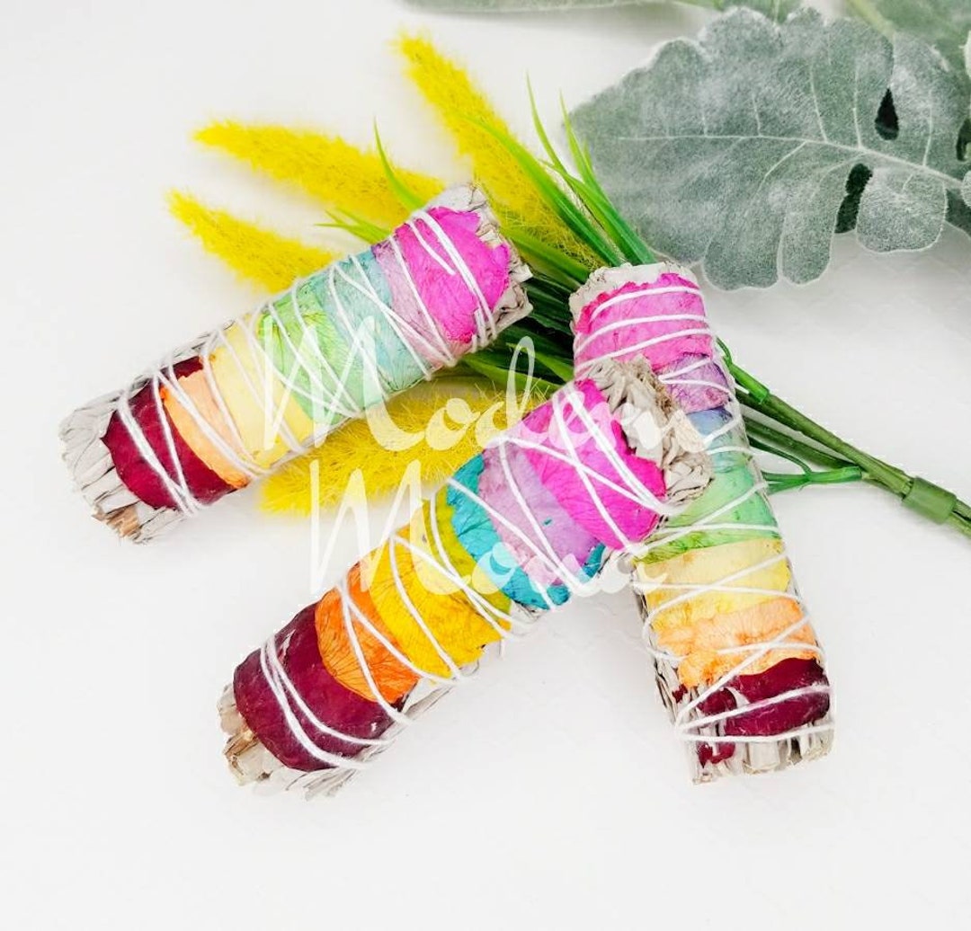 White Sage 7 Chakra Smudge - Rainbow Smudge - White Sage Smudge - White ...