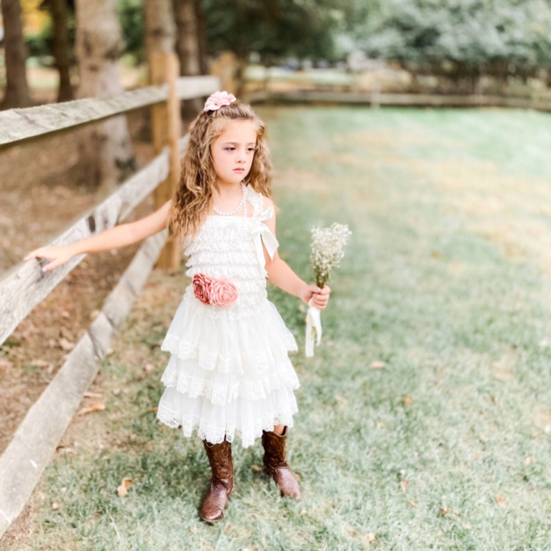 Rustic Flower Girl Dressboho Flower Girl Dresscountry - Etsy