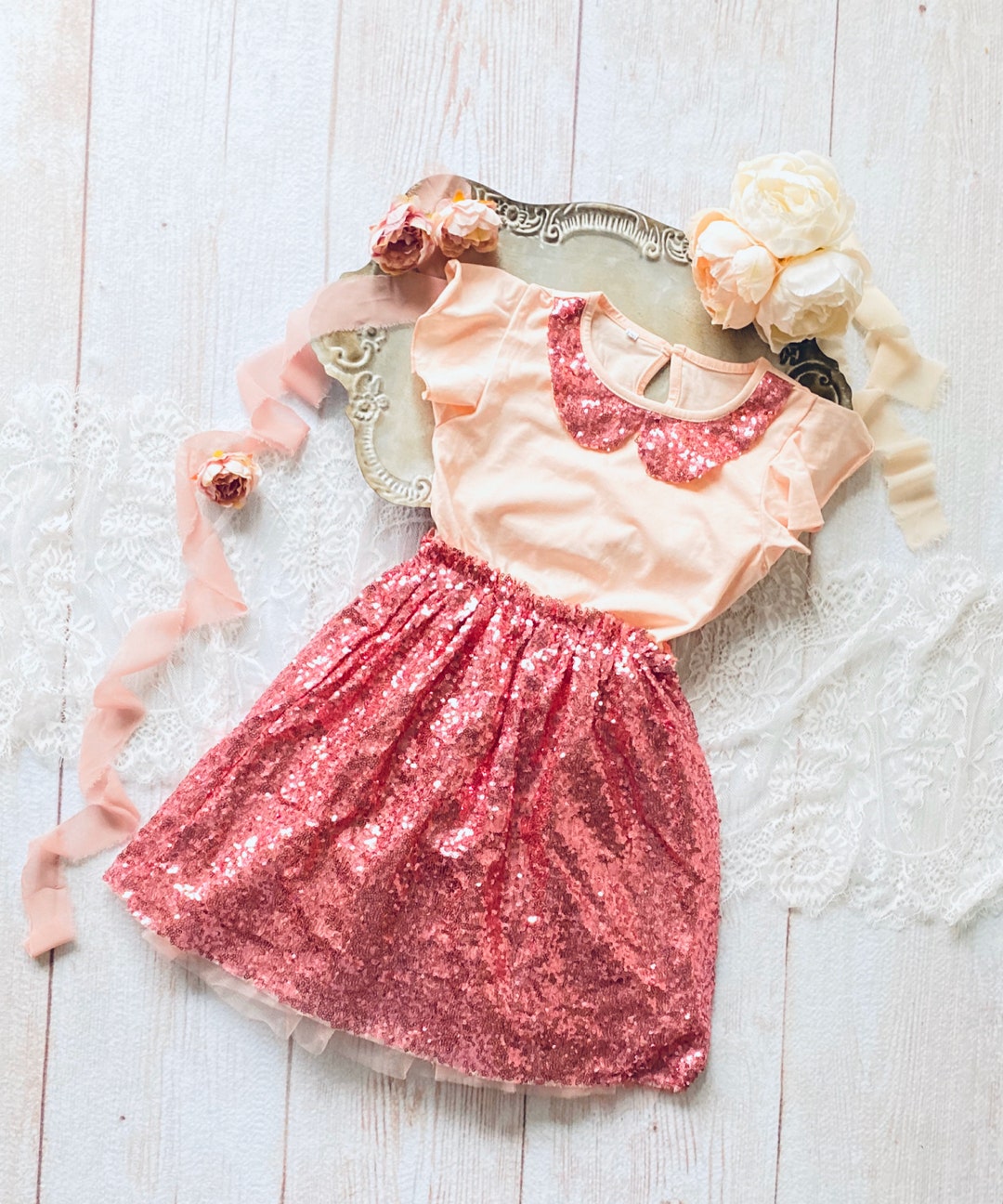 Pink Sequin Girls Dress, Girls Party Dress, Sparkle Dress, Princess ...