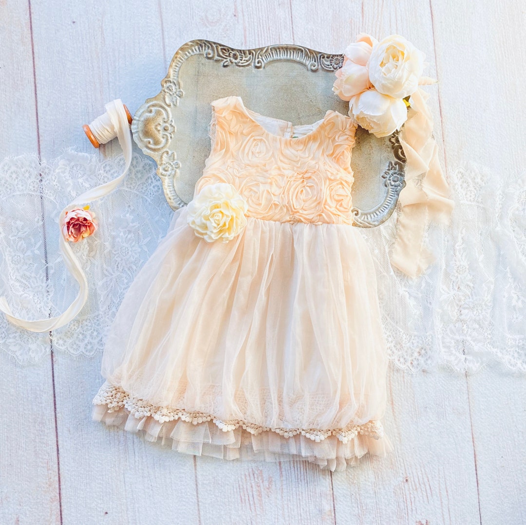 Beige Flower Girl Dress,rustic Flower Girl Dress,flower Girl Dress ...