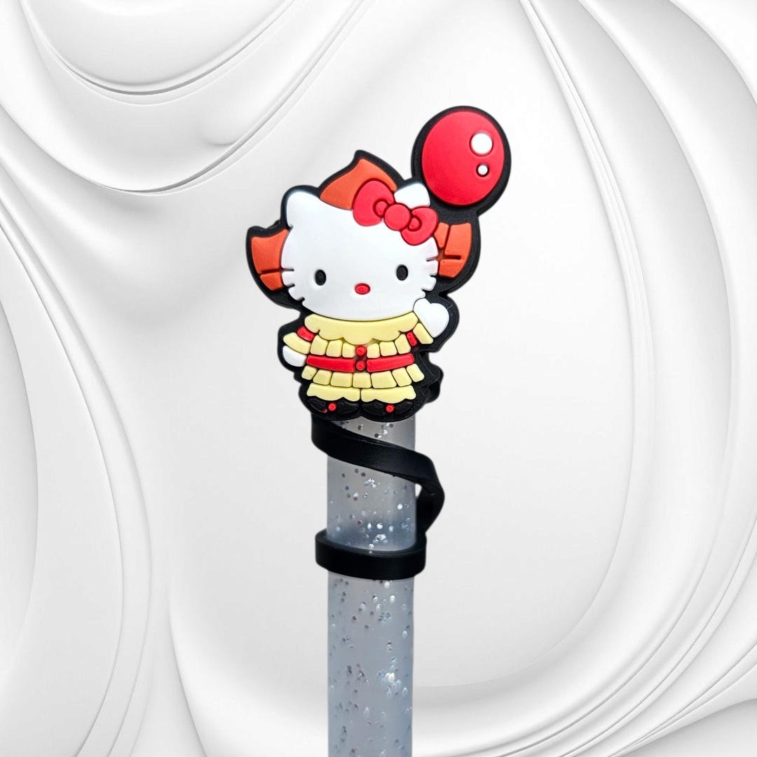 Hello Kitty Inspired Halloween Silicone 10mm Straw Topper | Straw Cover ...