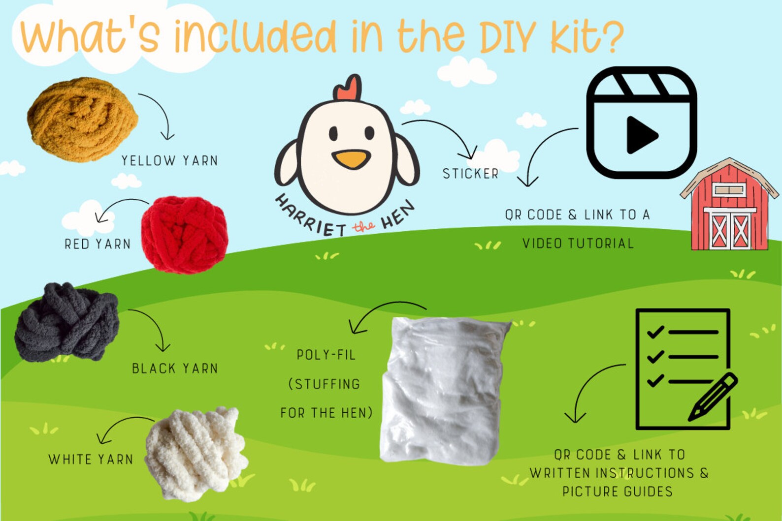 Harriet the Hen DIY Kit, DIY Kit, Hen, Chunky Knit Hen, Learn How to ...