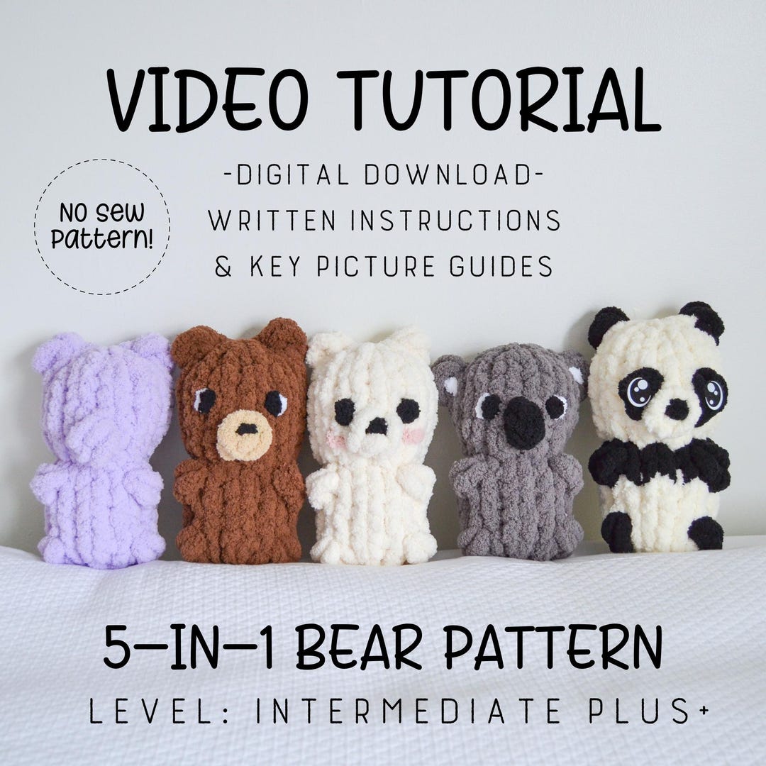 5-in-1 Hand Knit Bear Patterns, Video Tutorial, Intermediate, Learn How ...