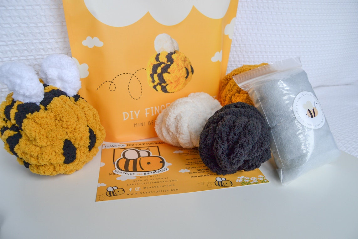Mini Beatrice the Bumblebee DIY Kit, DIY Kit, Bee, Chunky Knit Bee ...