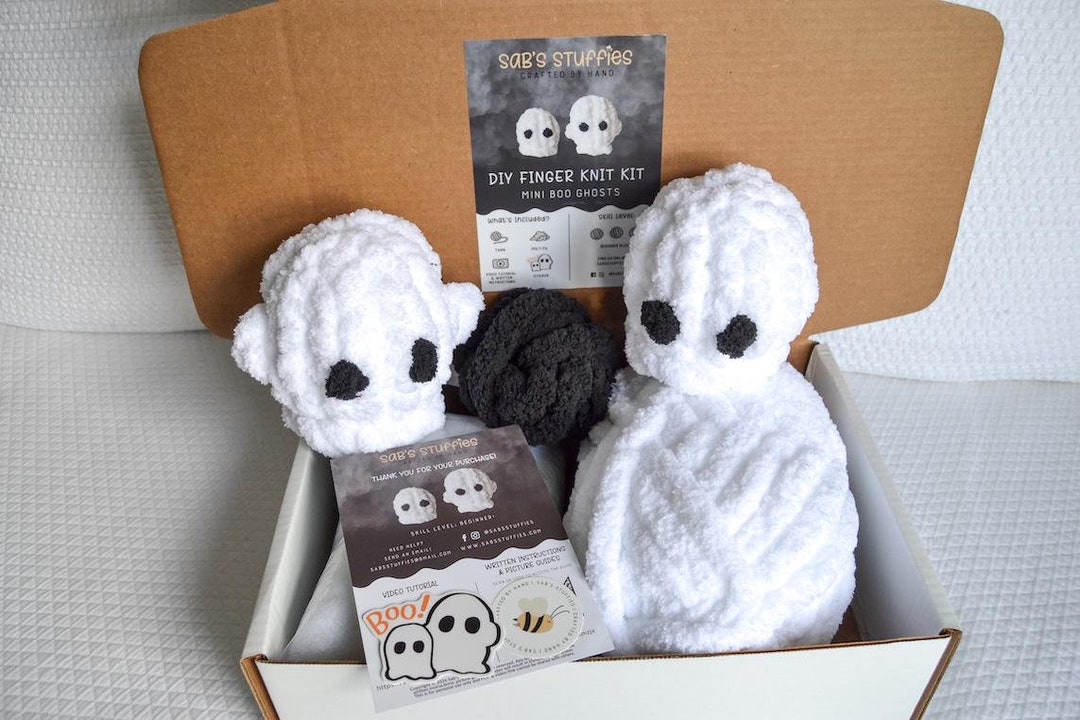 Mini Boo Ghosts DIY Kit, DIY Kit, Ghosts, Chunky Knit Ghosts, Learn How ...
