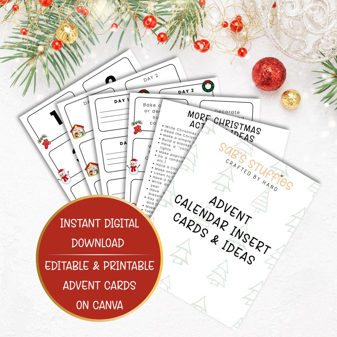 Advent Calendar Card Inserts & Ideas, Advent Calendar Cards, Fill-your ...