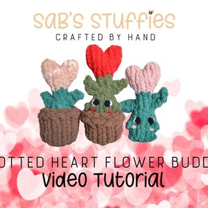 Potted Heart Flower Buddy, Video Tutorial, Intermediate, Learn How to Finger Knit, Hand Knit ...