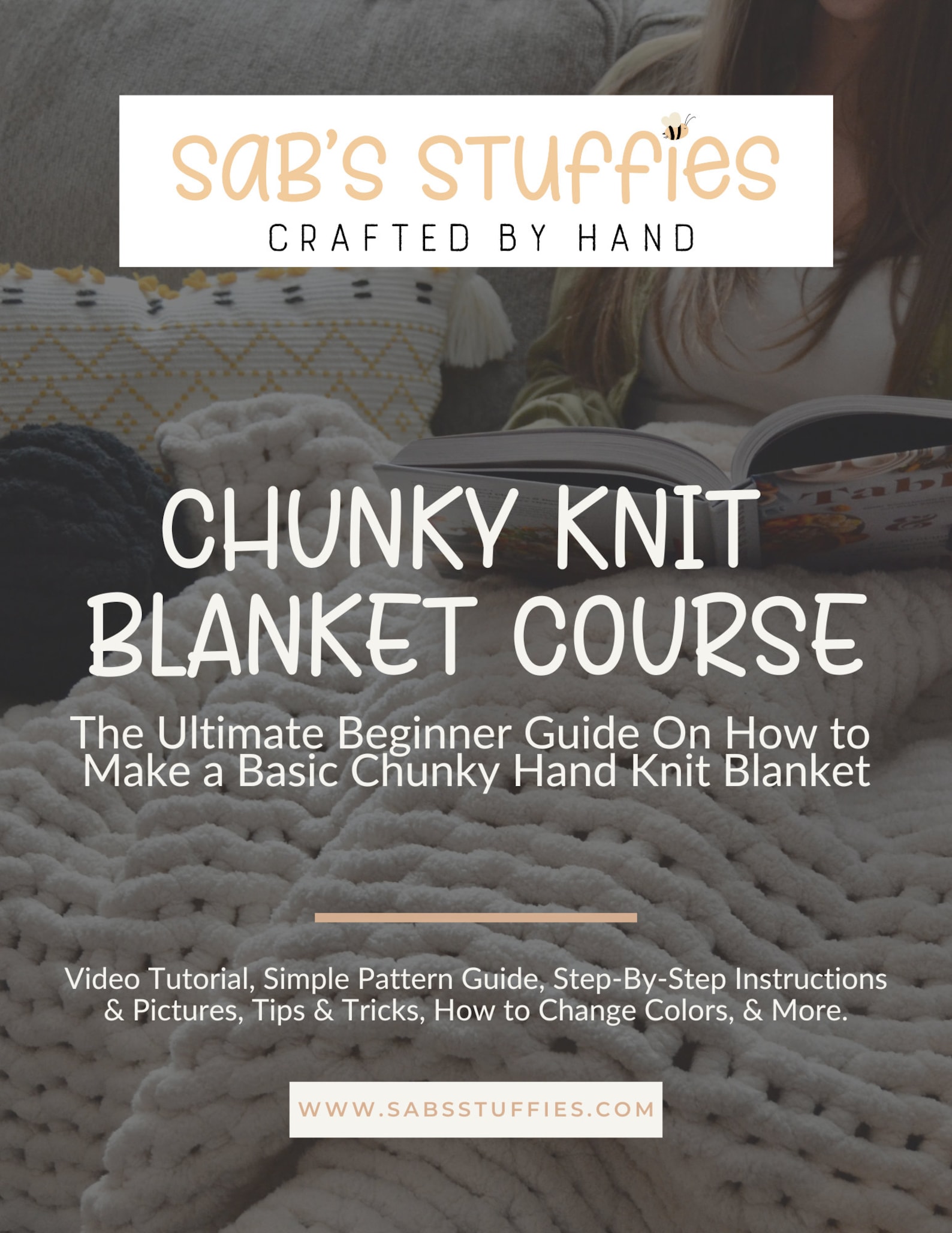 Chunky Knit Blanket Mini Course & Video Tutorial, How to Make a Chunky ...