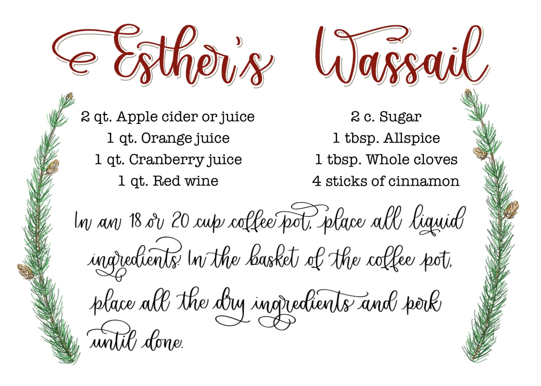 Custom Calligraphy Recipe - Etsy