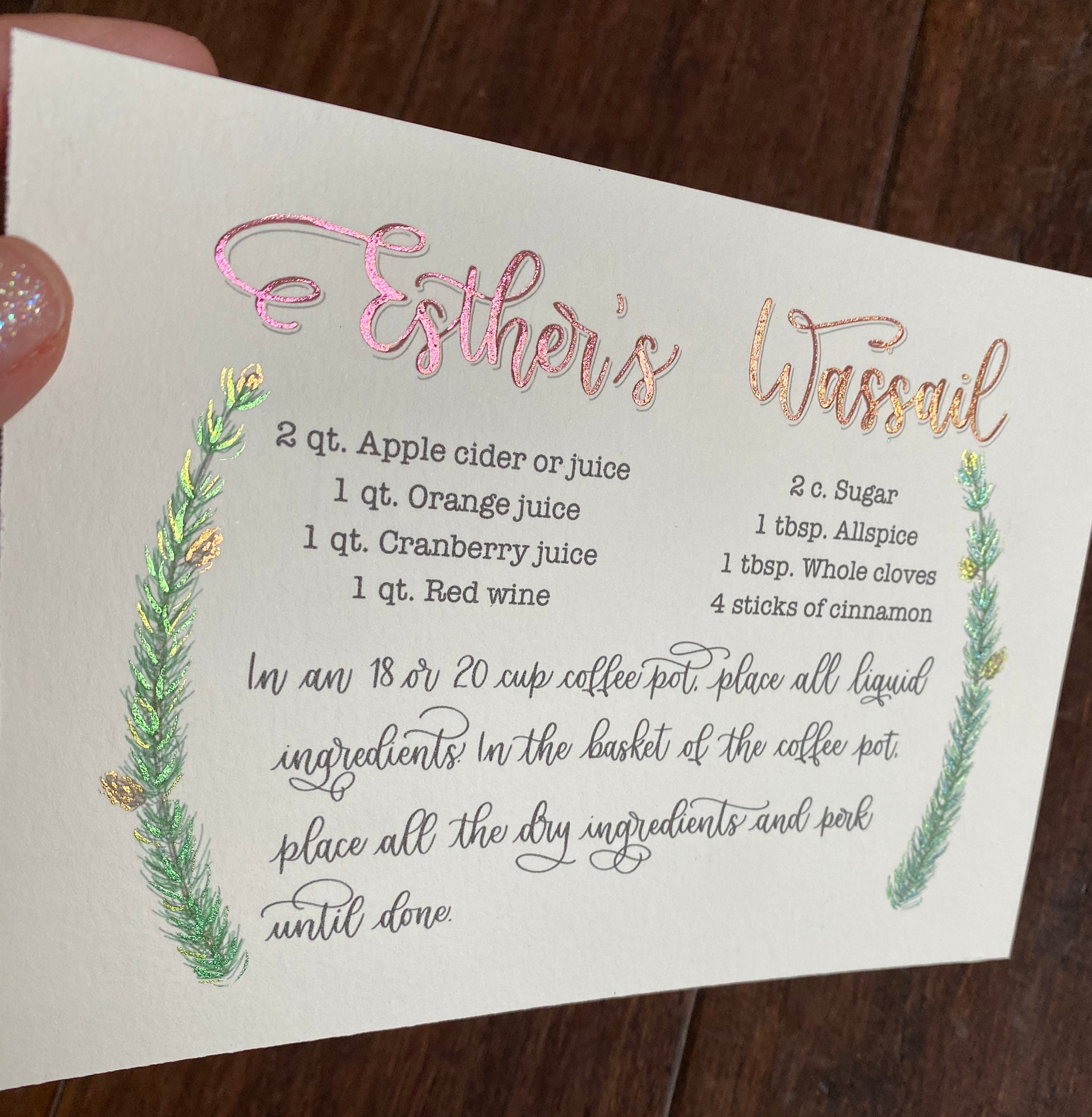 Custom Calligraphy Recipe- Printed and Embellished - Etsy