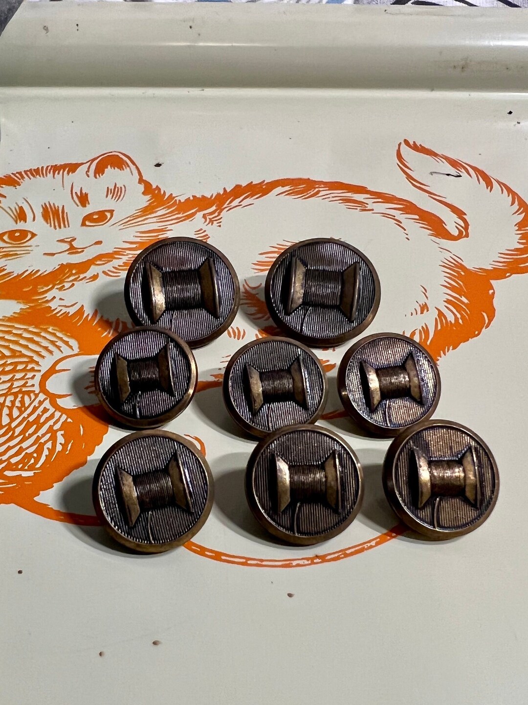 Seamstress Special! Vintage Button Set - Set of 8 Burnished Metal ...