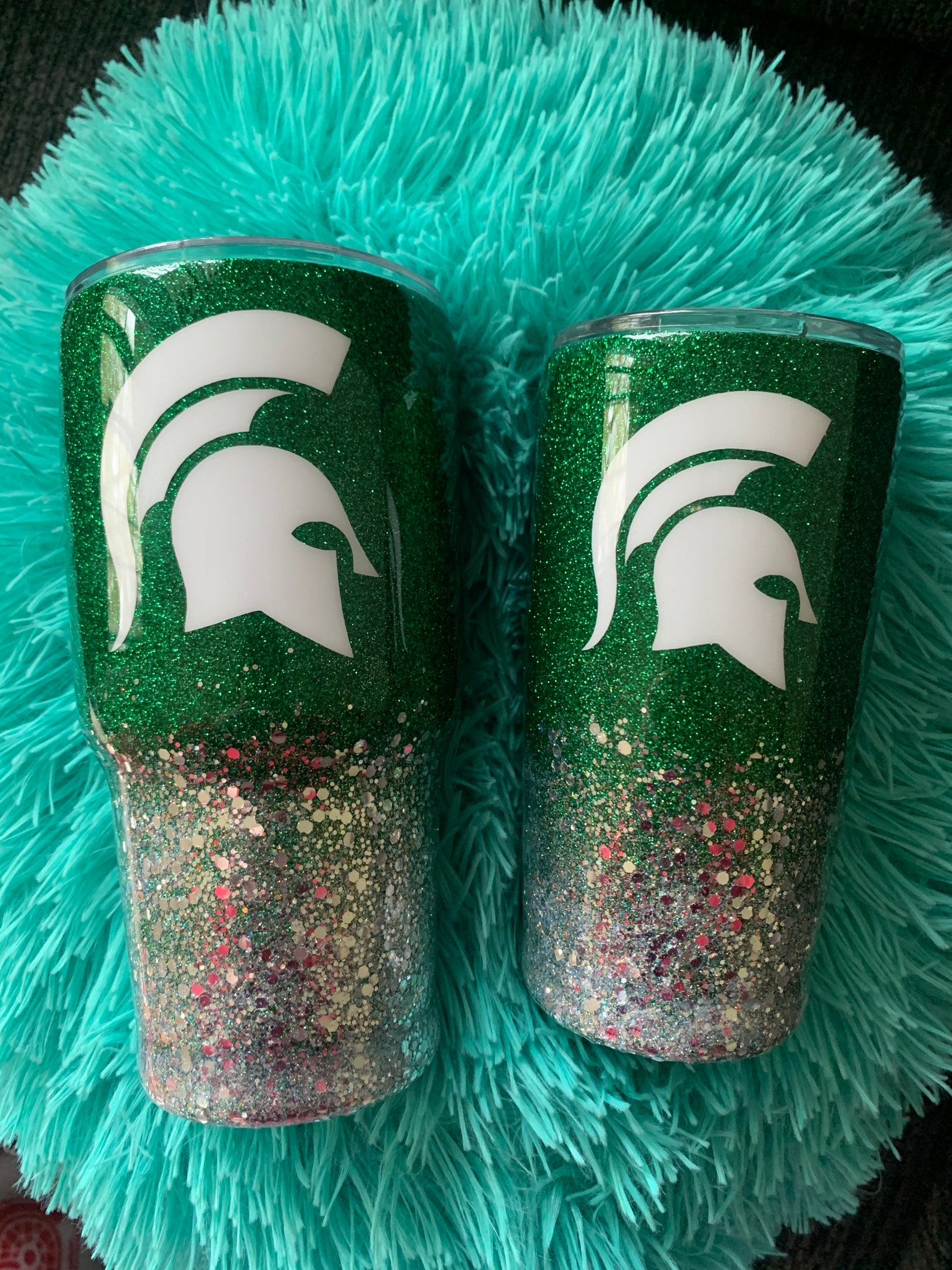 MSU Tumbler Michigan State Tumbler Glitter Tumbler Custom - Etsy