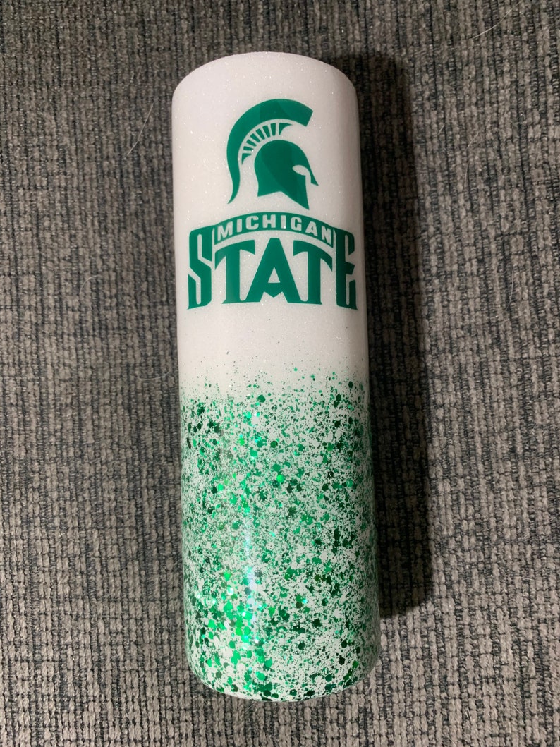MSU Tumbler Michigan State Tumbler Glitter Tumbler Custom - Etsy