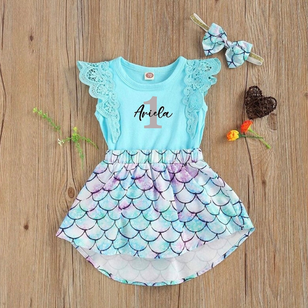 Baby Girl Mermaid Outfit, Personalized Ariel Baby Outfit, Under the Sea ...