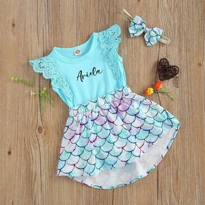 Baby Girl Mermaid Outfit, Personalized Ariel Baby Outfit, Under the Sea ...