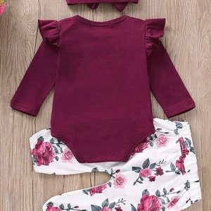 Baby Girl Flower Fall, Personalized Autumn Clothes Set, Infant ...
