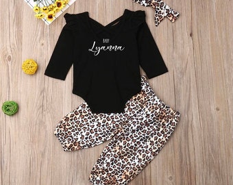 Baby Girl Leopard Animal Print Clothes Personalized Cute | Etsy