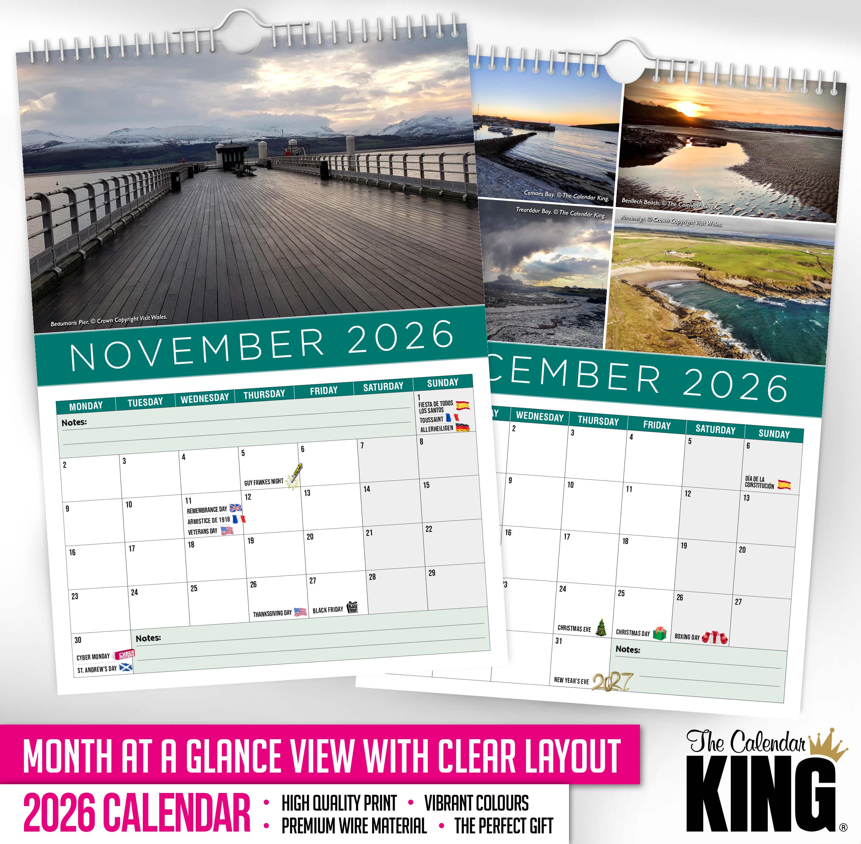 Anglesey - 2026 Wall Calendar // North Wales / Christmas / Birthday ...