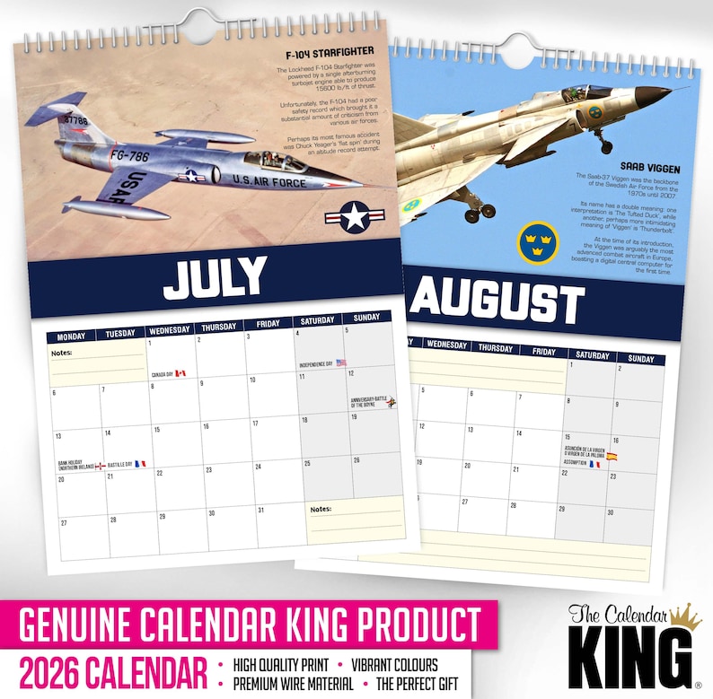 Fighter Jets - 2026 Wall Calendar // Christmas / Birthday / Gift Idea ...