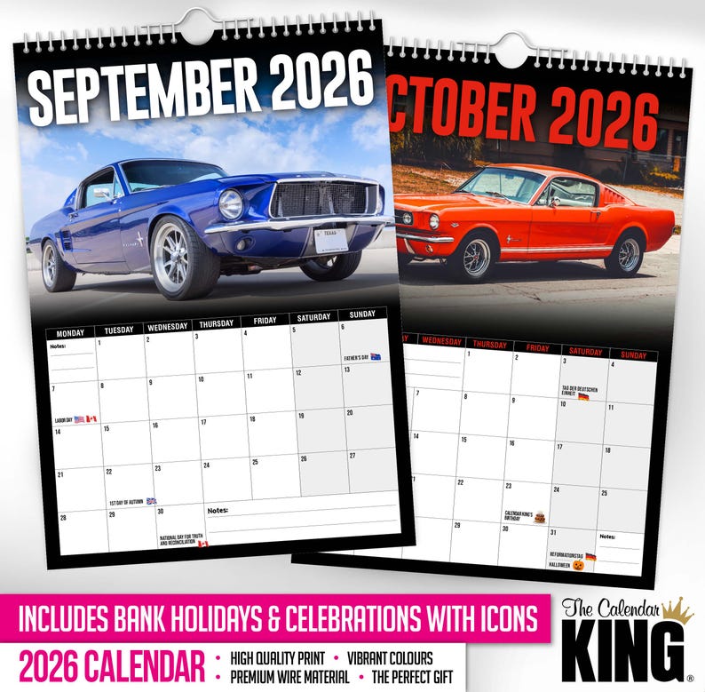 Mustang - 2026 Wall Calendar // Cars / Motoring / Nostalgic / Christmas ...