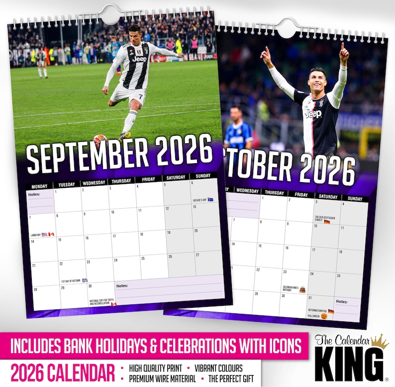 Ronaldo - 2026 Wall Calendar // Christmas / Birthday / Gift / Present ...