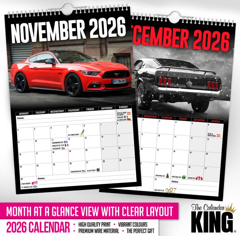 Mustang - 2026 Wall Calendar // Cars / Motoring / Nostalgic / Christmas ...