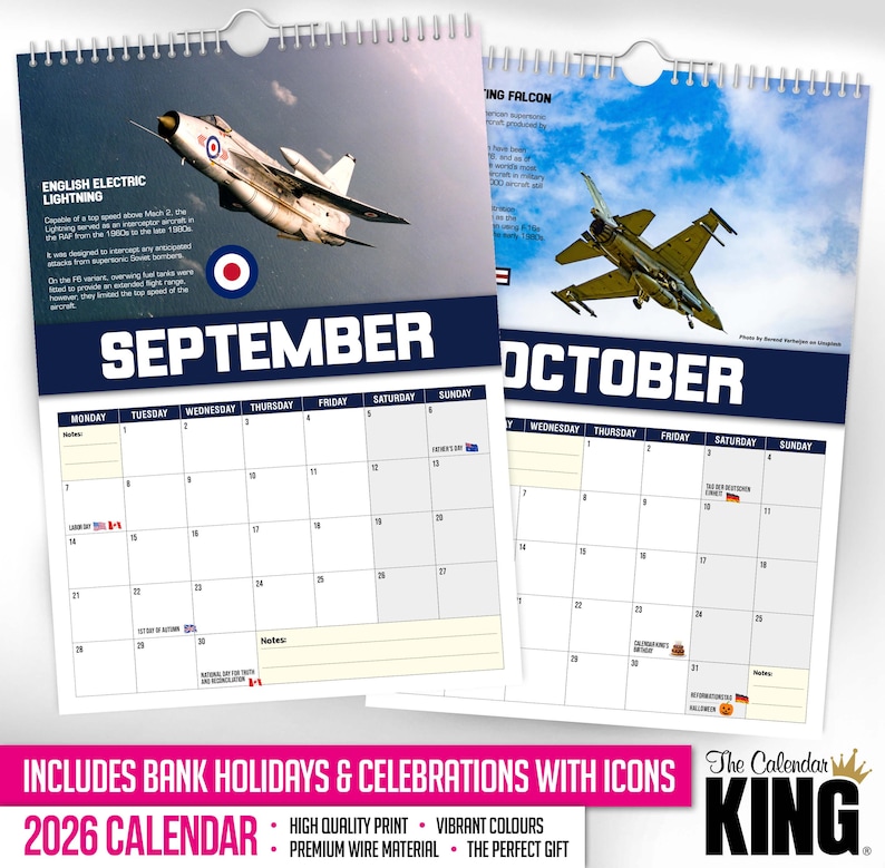 Fighter Jets - 2026 Wall Calendar // Christmas / Birthday / Gift Idea ...