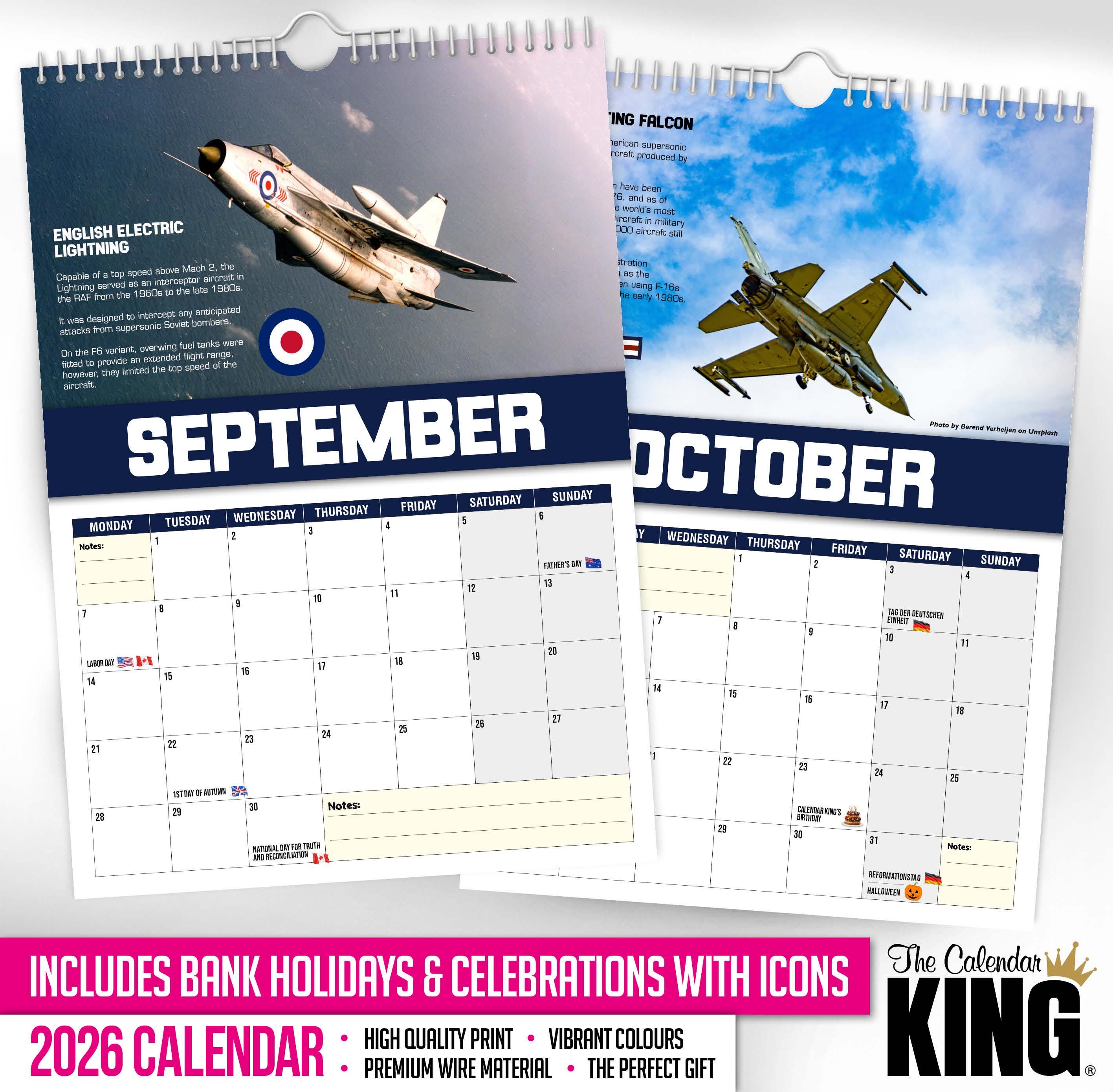 Fighter Jets - 2026 Wall Calendar // Christmas / Birthday / Gift Idea ...