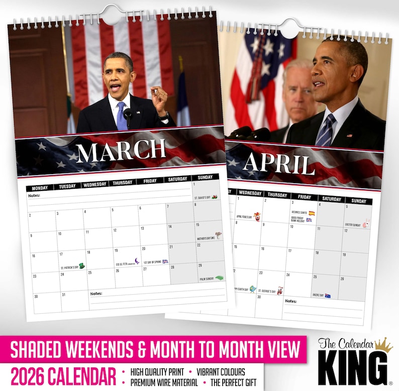 Barack Obama - 2026 Wall Calendar // Christmas / Birthday / Gift Idea ...