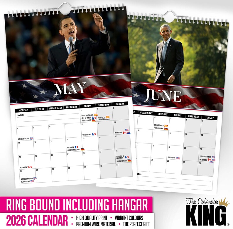 Barack Obama - 2026 Wall Calendar // Christmas / Birthday / Gift Idea ...