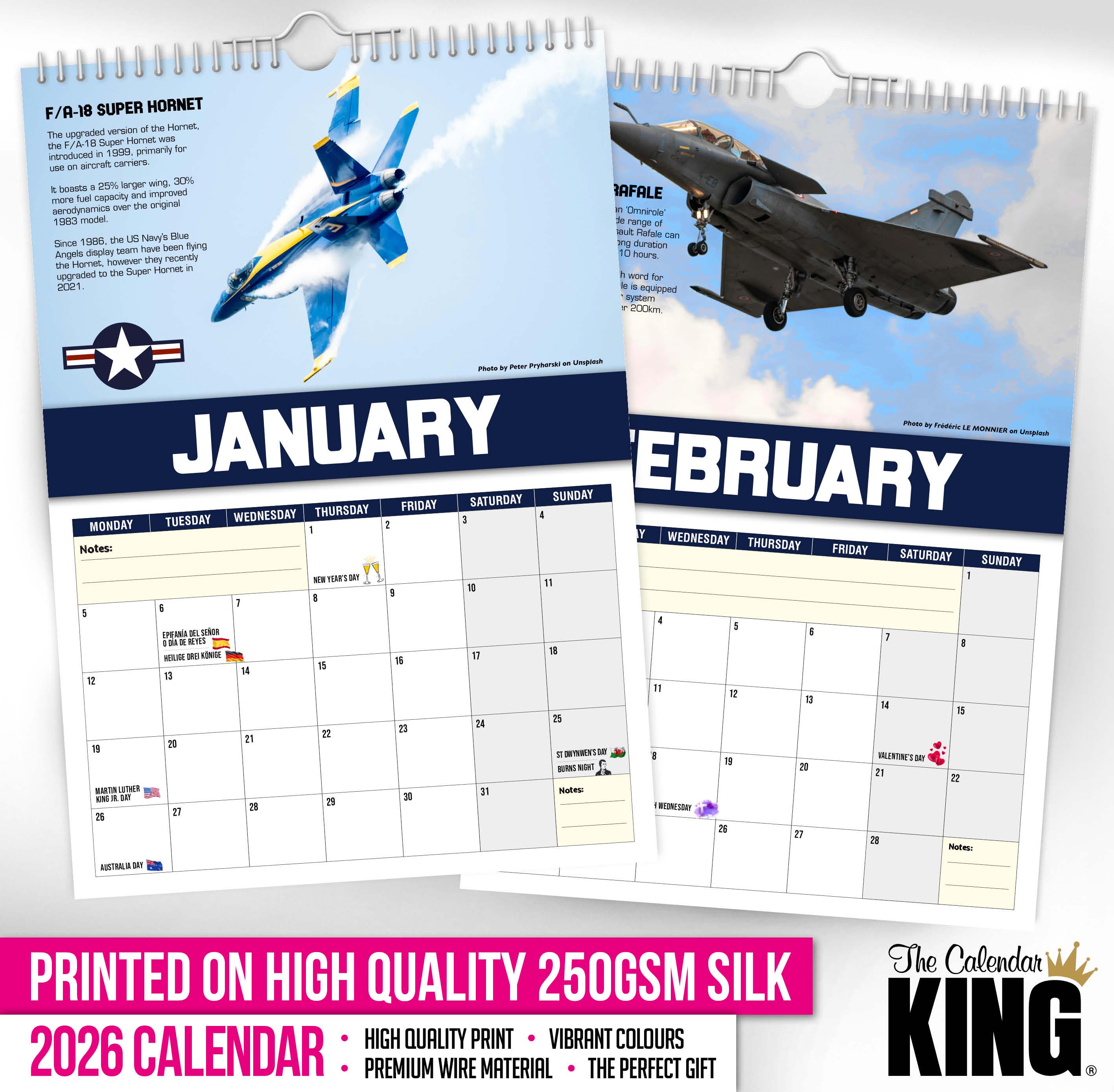 Fighter Jets - 2026 Wall Calendar // Christmas / Birthday / Gift Idea ...