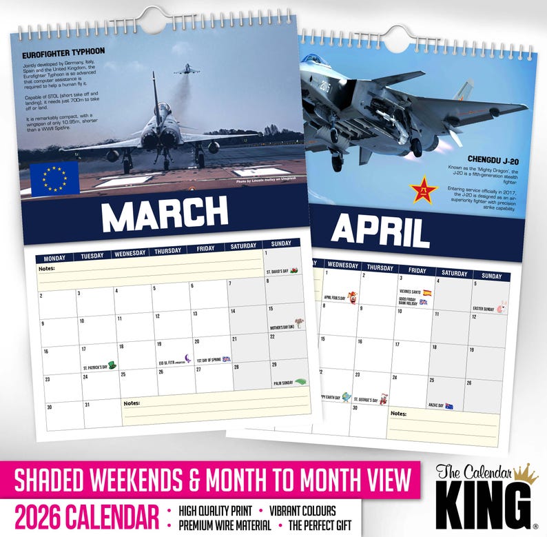Fighter Jets - 2026 Wall Calendar // Christmas / Birthday / Gift Idea ...