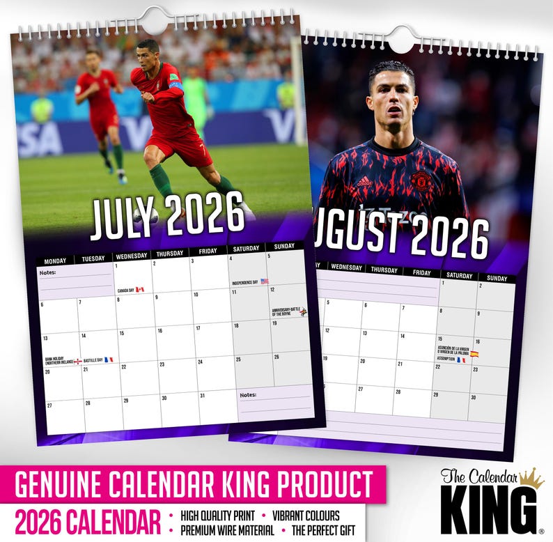 Ronaldo - 2026 Wall Calendar // Christmas / Birthday / Gift / Present ...