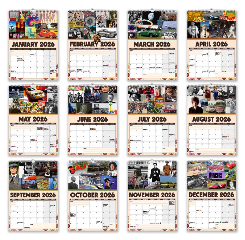 Swinging 60’s - 2026 Wall Calendar - Nostalgic / Quirky / Christmas ...