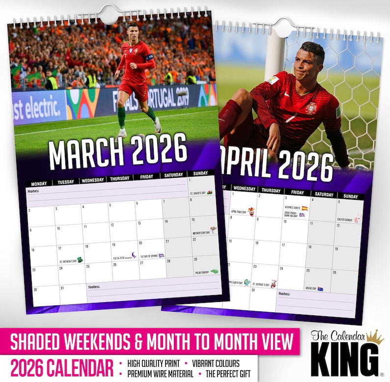 Ronaldo - 2026 Wall Calendar // Christmas / Birthday / Gift / Present ...
