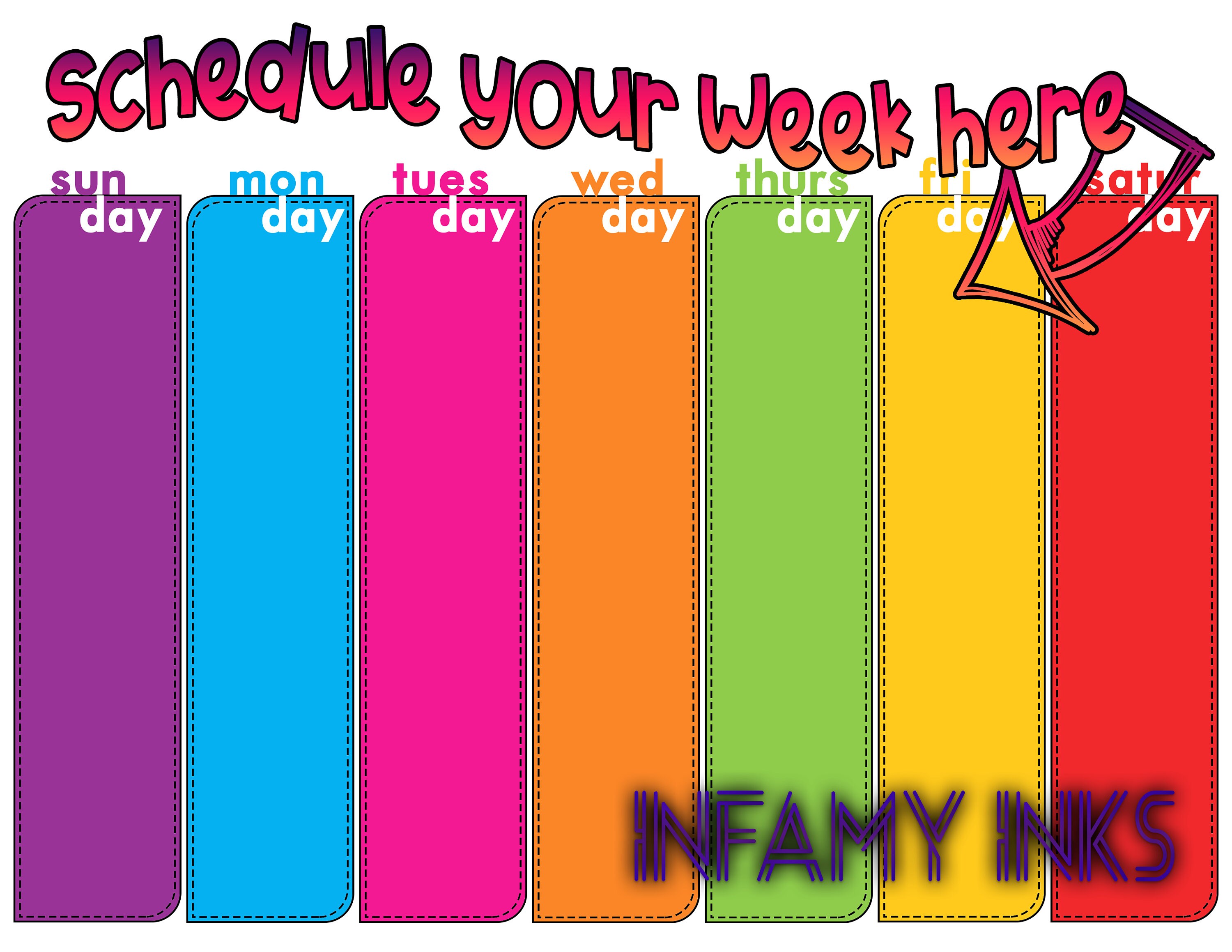 Weekly Schedule in Colorful Rainbow - Etsy France