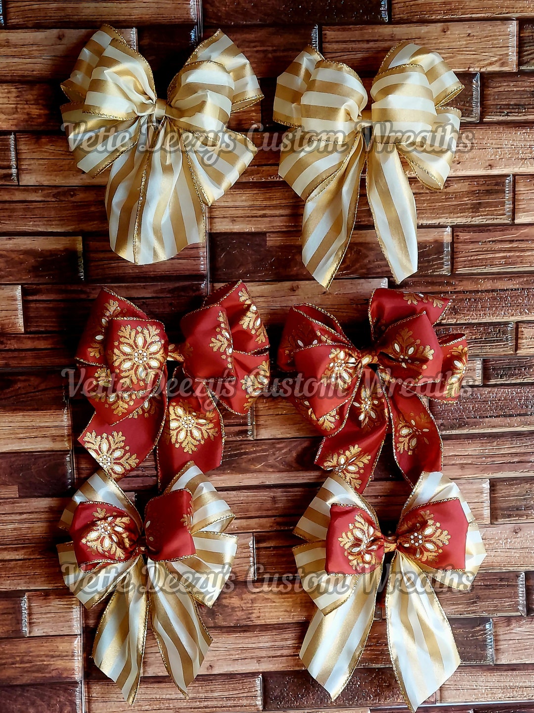 Christmas Bow Set: Metallic Gold & Nutcracker Decor - Etsy