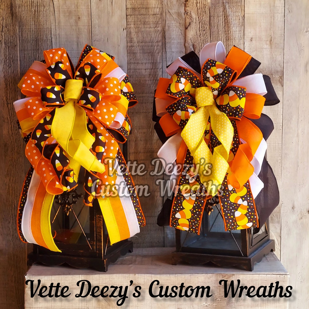 Candy Corn Bow, Candy Corn Decor, Halloween Bows, Halloween Decor, Fall ...