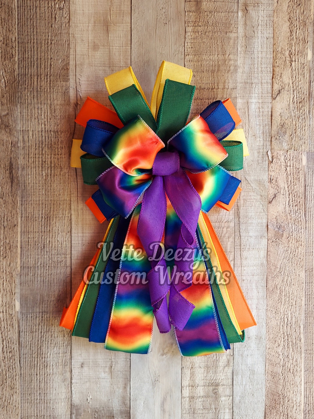 Rainbow Wreath Bow: Handmade Wired Ribbon Party Decor - Etsy