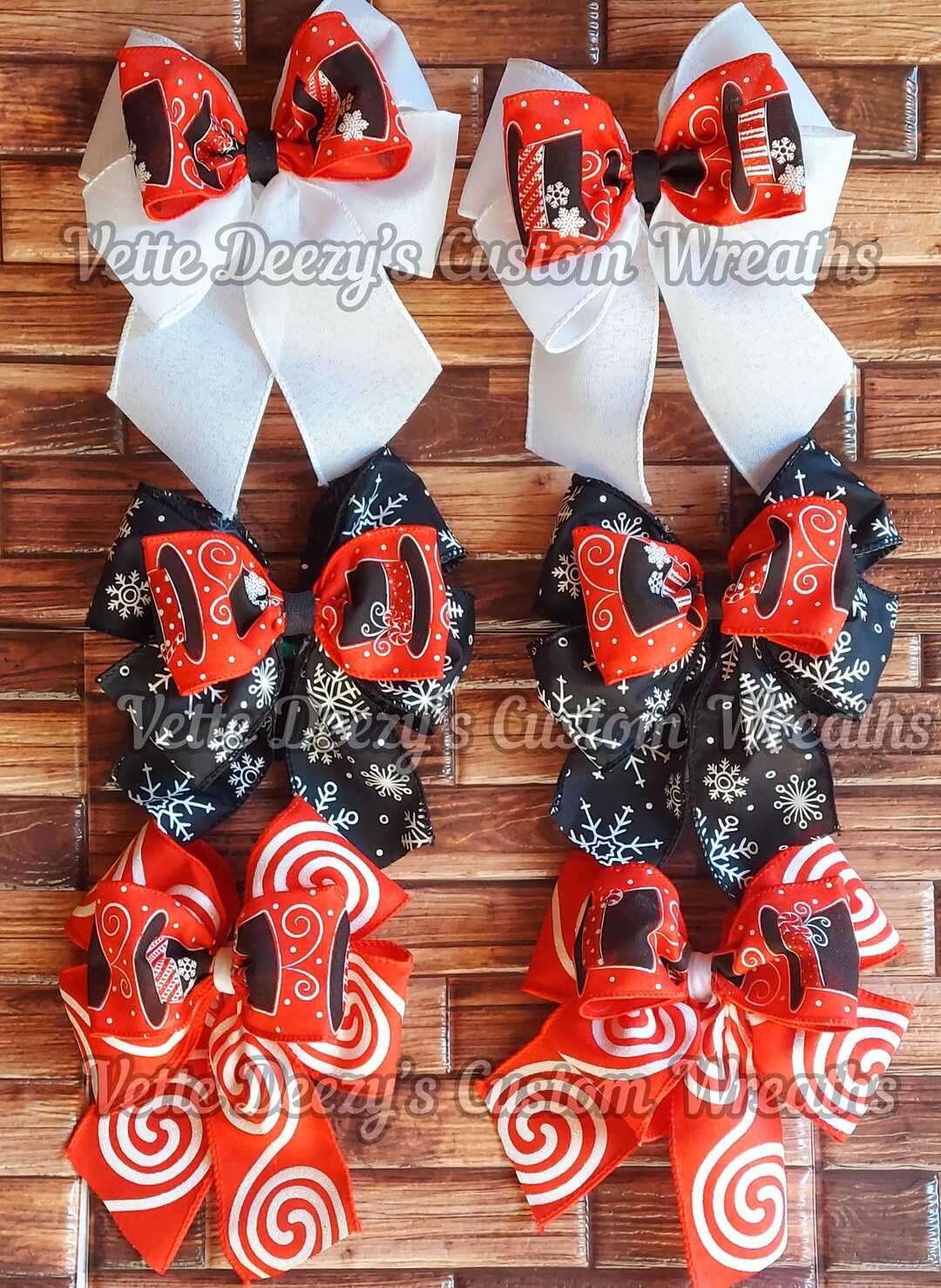 Snowman Christmas Bow Set: Wired Edge Holiday Decor - Etsy