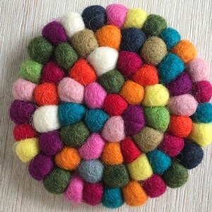 Felt Ball Coasters Multicolor | Felt Ball Coasters Set of 4 ...