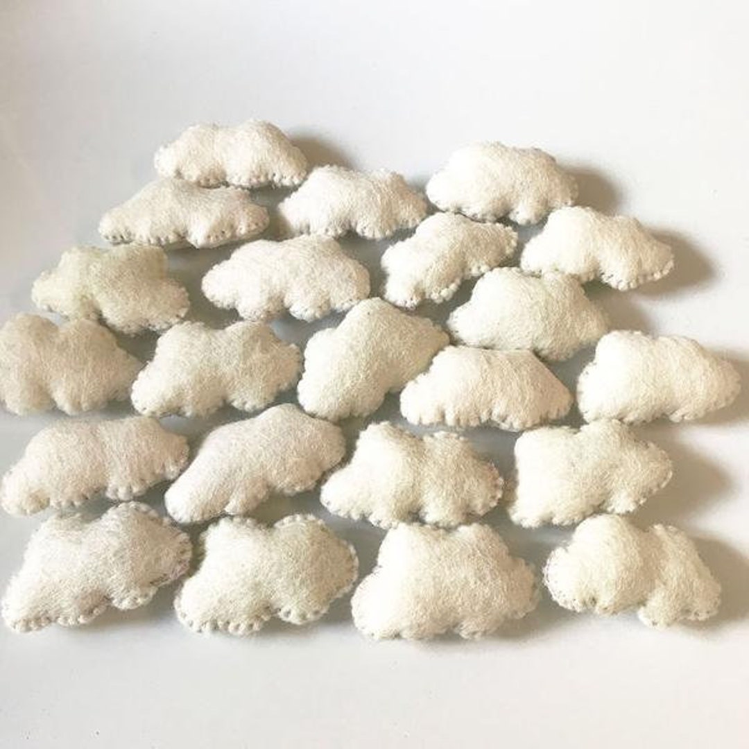 Felt Clouds | White Felt Clouds | Handmade Felted Clouds | Handmade ...
